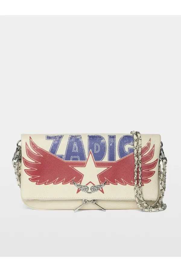 Zadig&Voltaire Grained Leather Pochette With Chain Strap - Natural