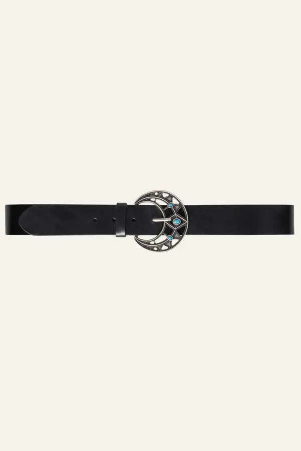 Ba&sh Boston Wide Leather Belt - Black