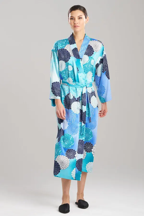 Natori Botanic Melody Satin Robe - Floral / Multicolor
