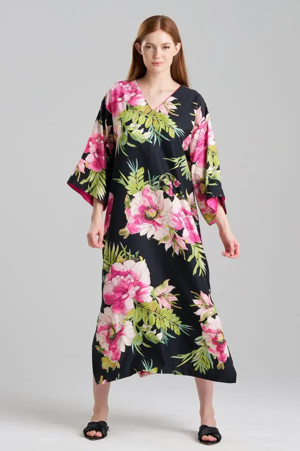 Natori Sonomi Caftan - Black / Floral / Multicolor