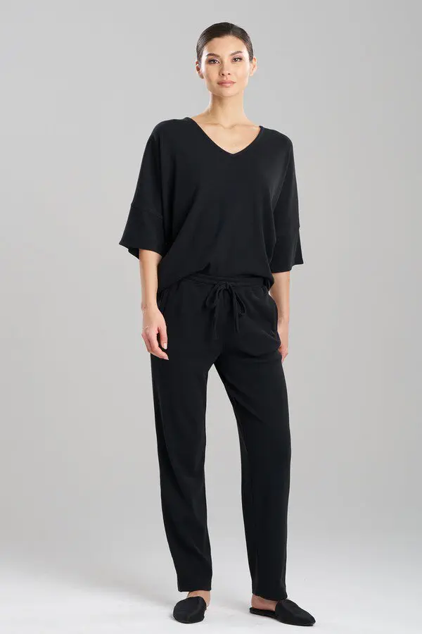 Natori Tranquility Waffle Tapered Pants - Black