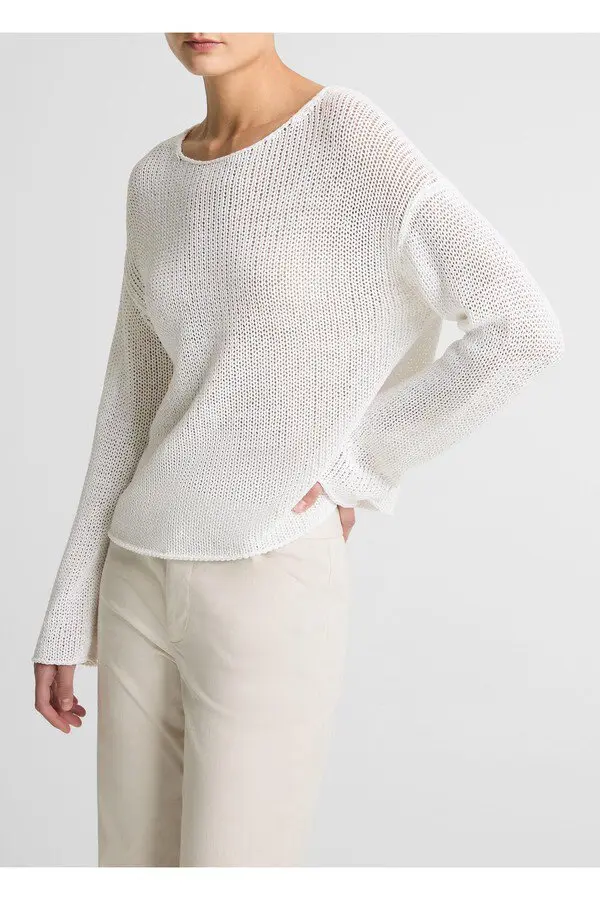 Vince Italian Coated Cotton-blend Sweater - White