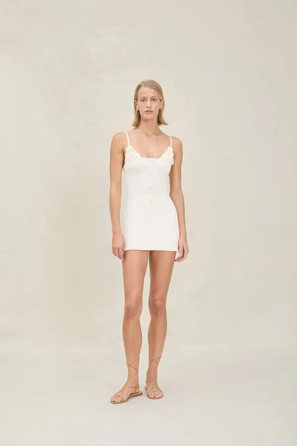 Devon Windsor Hayes Mini Dress With Button And Floral Detail - Red