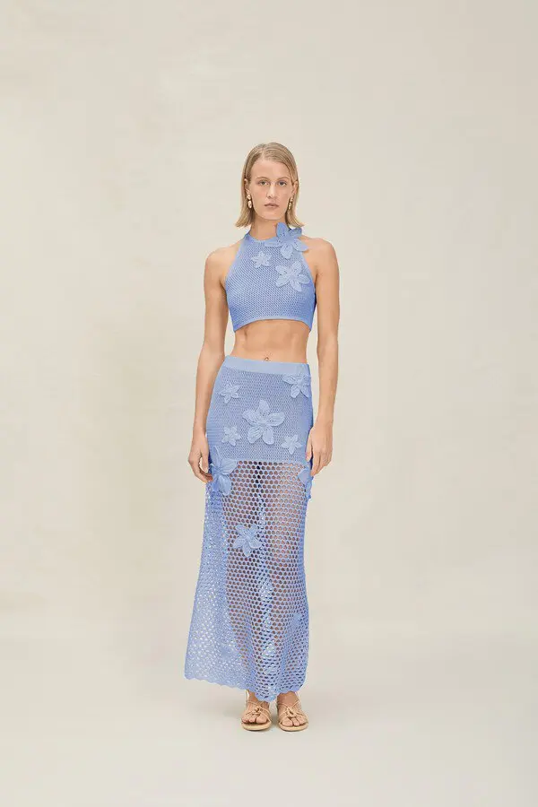 Devon Windsor Rammy Crochet Top - Blue