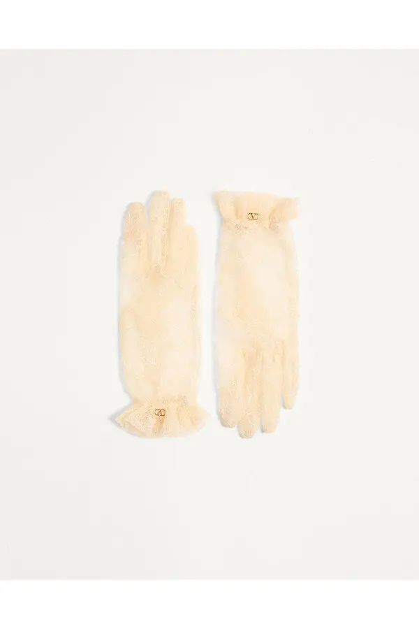 Valentino Garavani Vlogo Signature Lace Gloves - Gold
