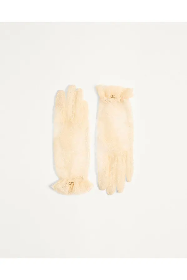 Valentino Garavani Vlogo Signature Lace Gloves - Gold