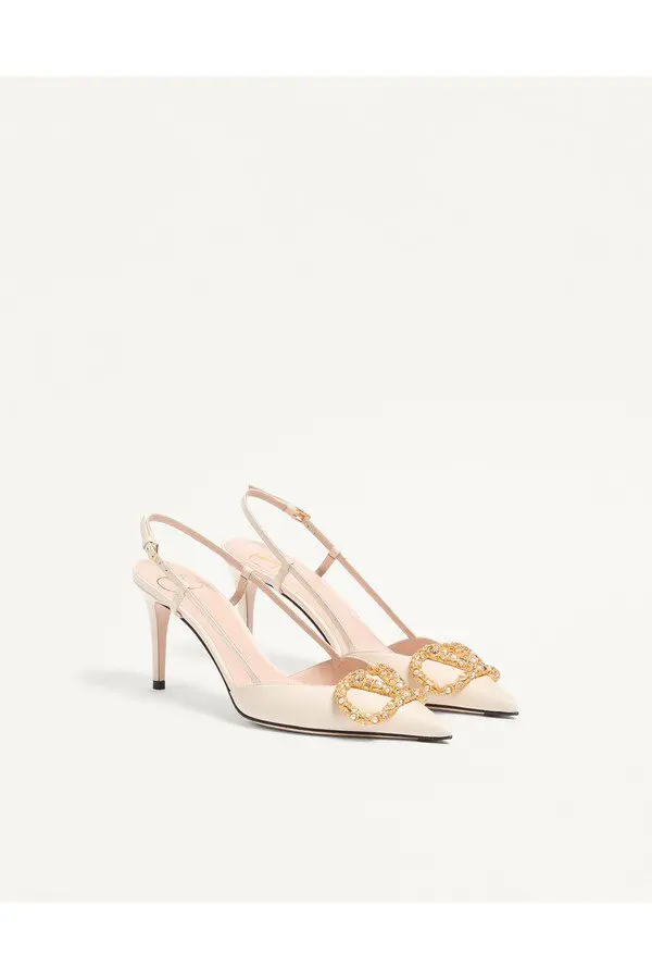 Valentino Garavani Vlogo Signature Slingback Calfskin Pump - Natural