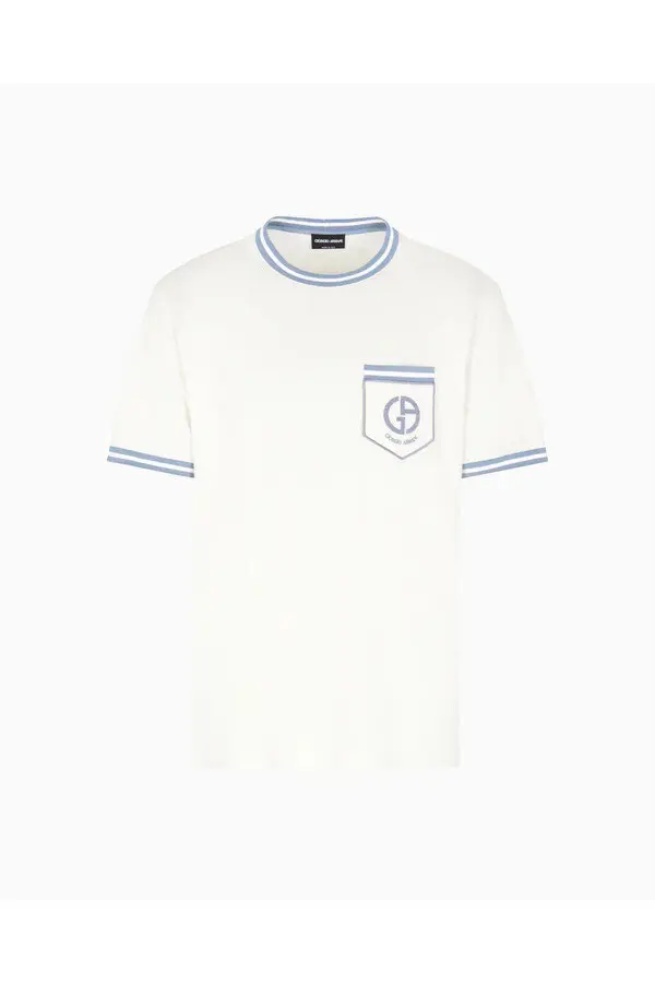 Giorgio Armani T-shirt In Silk Piqué Jersey - White