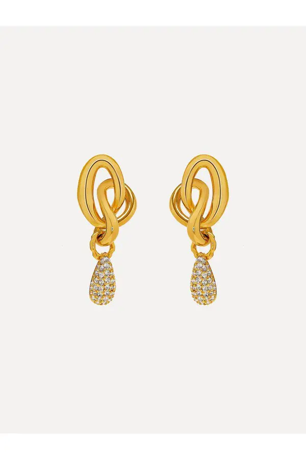 Oscar De La Renta Pavé O Knot Dangle Earrings - Gold