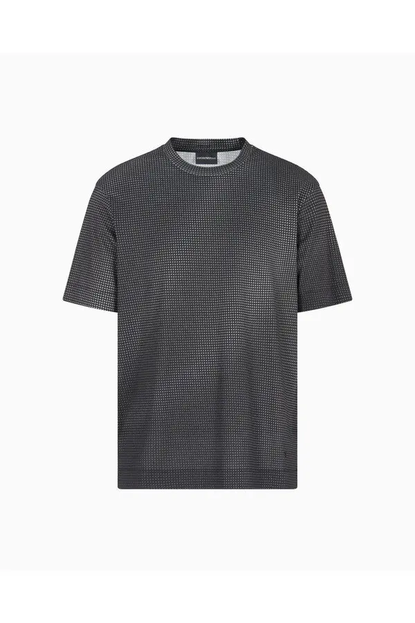 Emporio Armani Asv Jersey T-shirt With All-over Op-art Print - Black