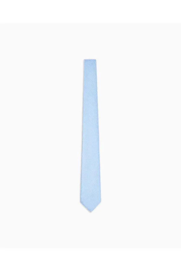 Emporio Armani Pure Silk Micro-check Tie - Blue
