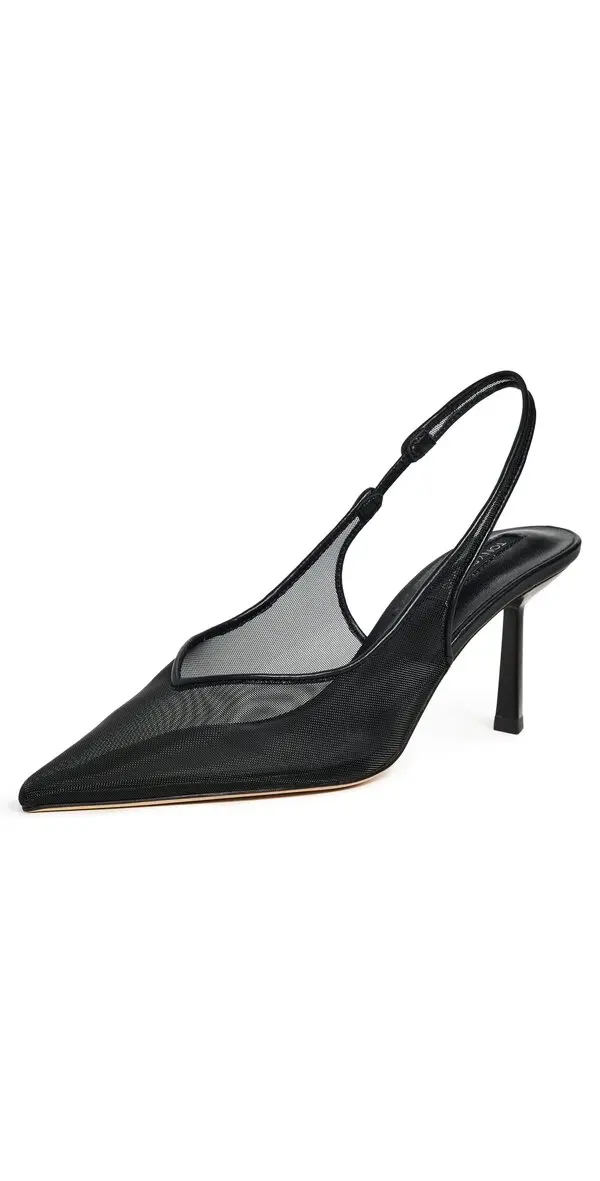 TONY BIANCO Breeze Mesh Slingback Heels - Black Nylon