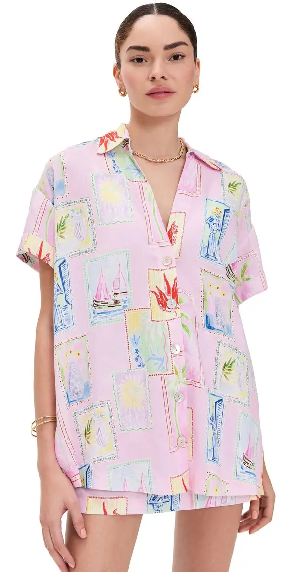 Show Me Your Mumu Parker Palm Print Button-down Shirt