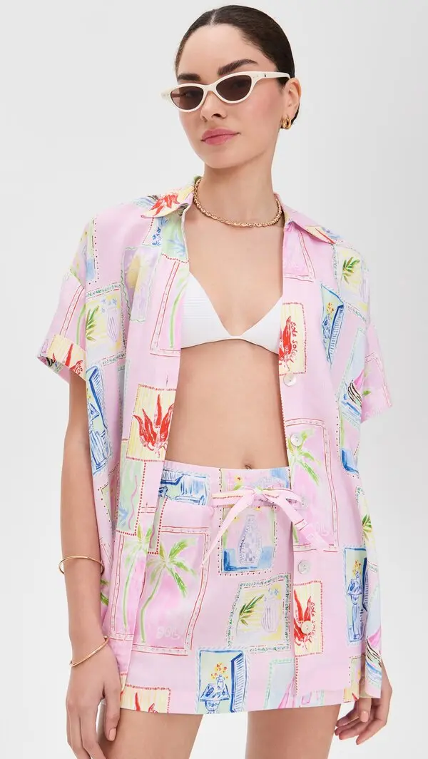 Show Me Your Mumu Parker Palm Print Button-down Shirt