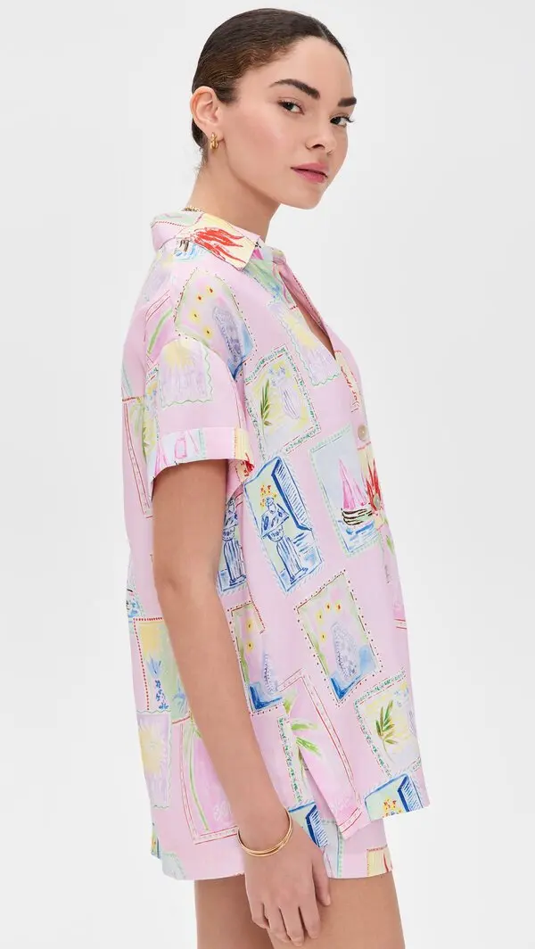 Show Me Your Mumu Parker Palm Print Button-down Shirt