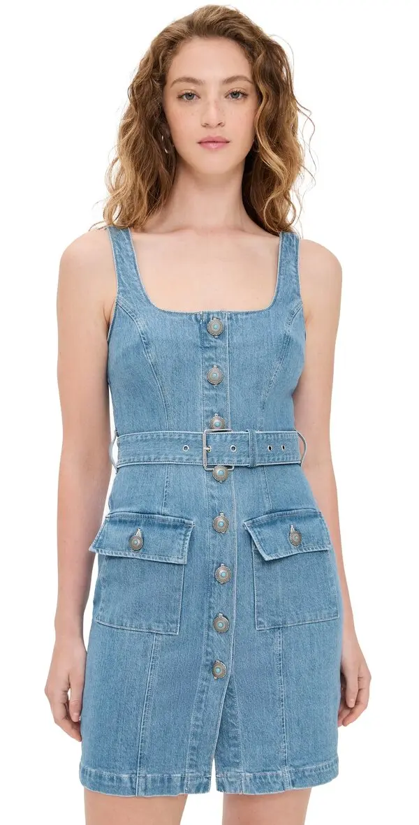 knee length dresses for ladies Denim Mini Tank Dress main image 1