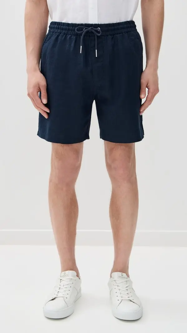 Nn07 Gregor Drawstring Linen Shorts - Navy Blue