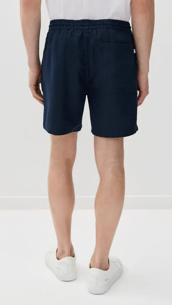 Nn07 Gregor Drawstring Linen Shorts - Navy Blue