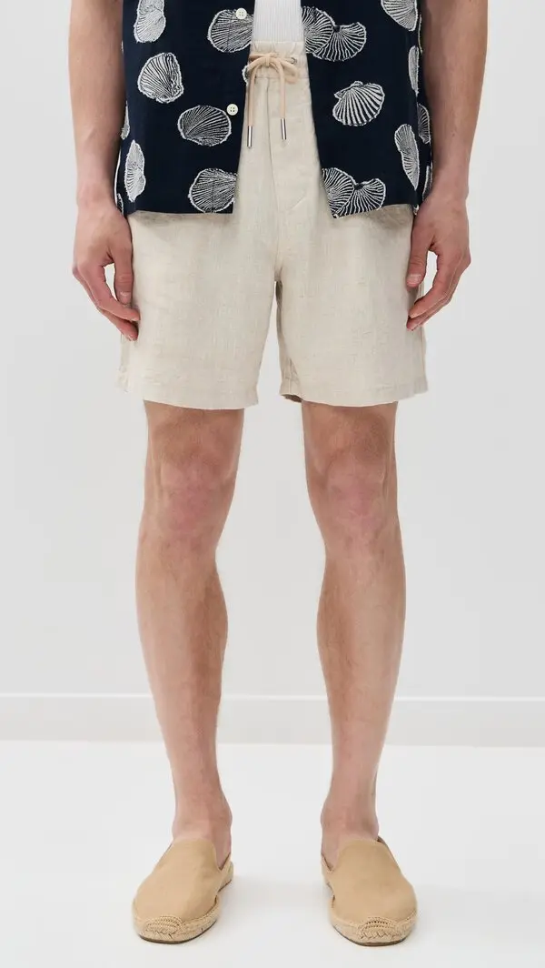 Nn07 Gregor Drawstring Linen Shorts - Oat