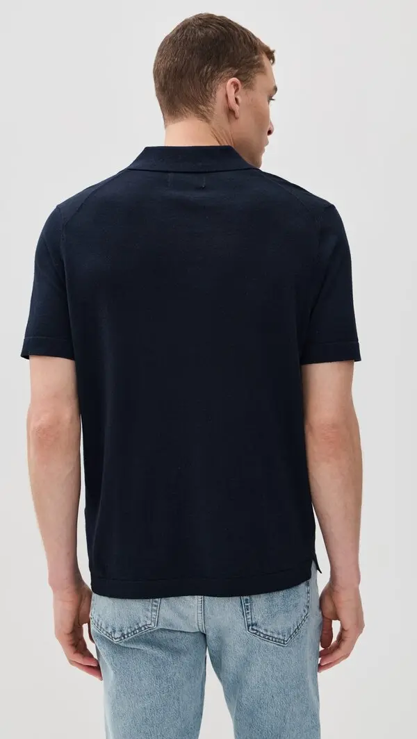 Nn07 Ryan Cotton Linen Polo - Navy Blue
