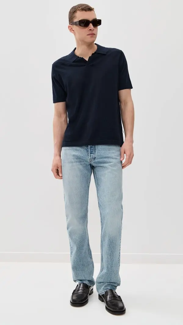 Nn07 Ryan Cotton Linen Polo - Navy Blue