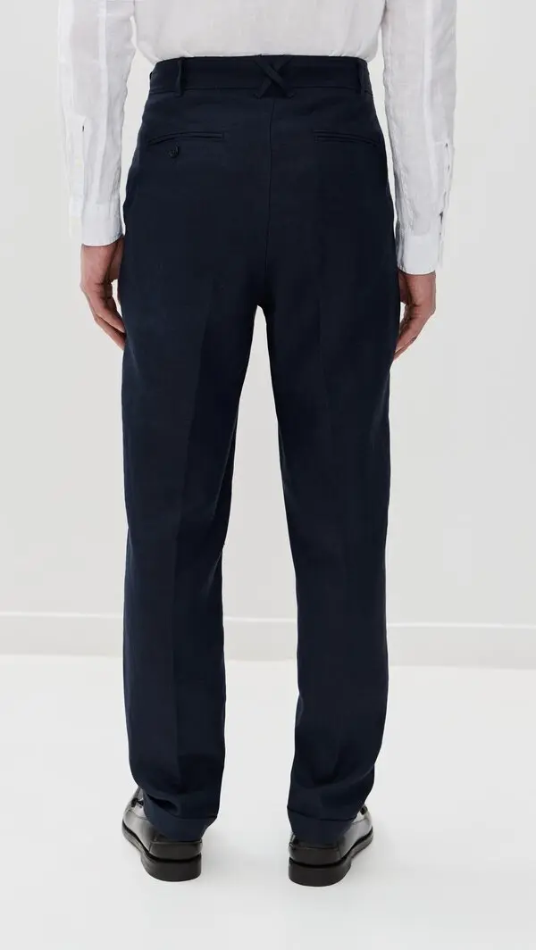 ALEX MILL Standard Pleated Linen Pants - Navy