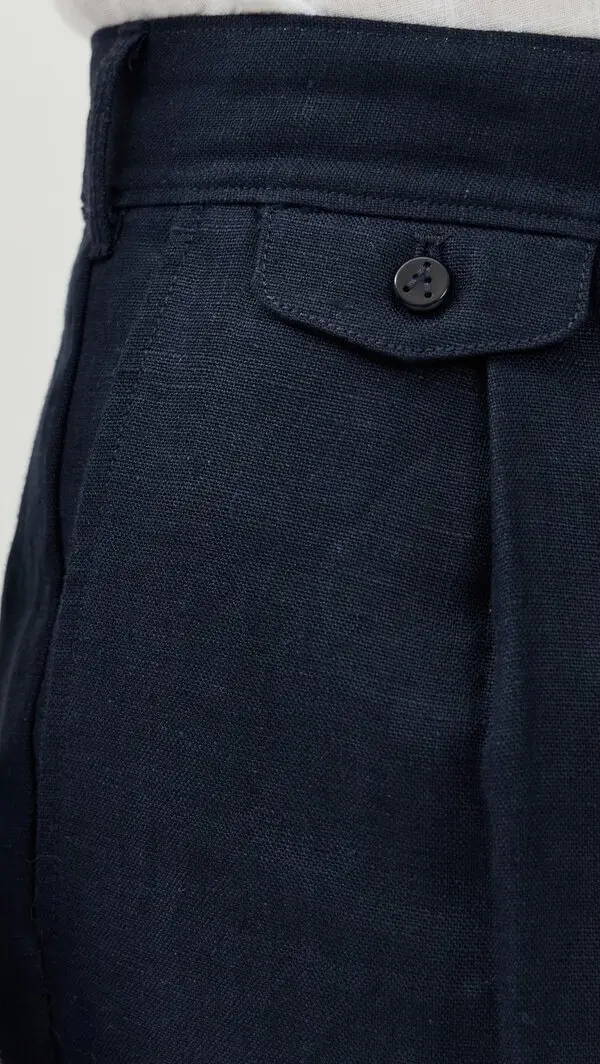 ALEX MILL Standard Pleated Linen Pants - Navy