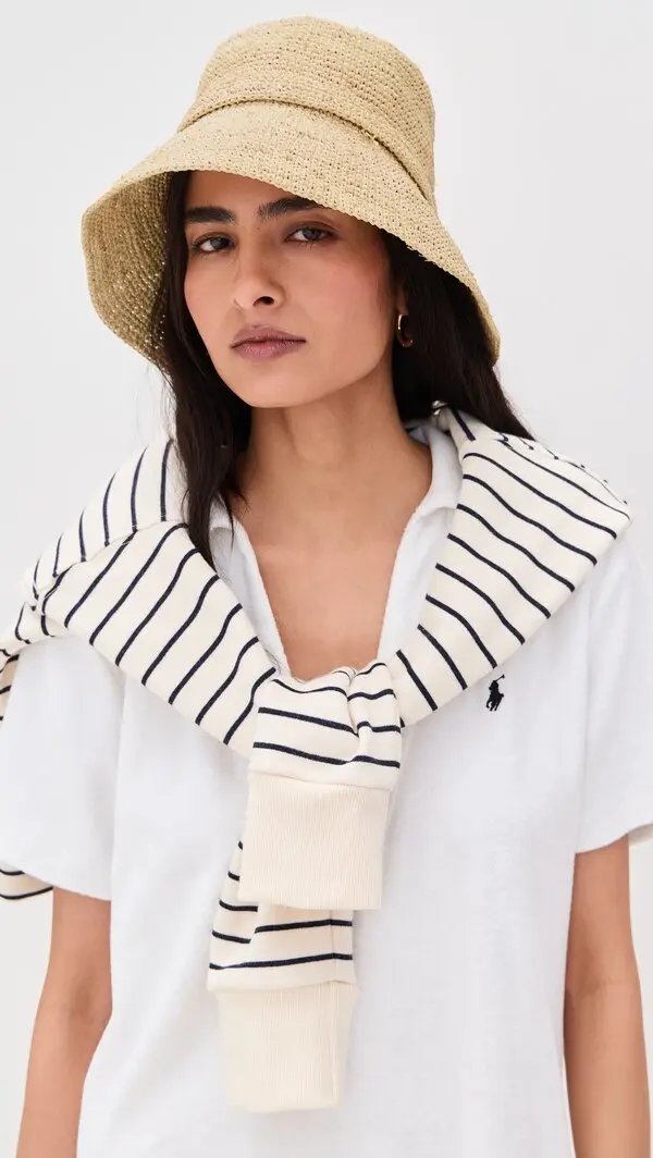 Rag & Bone Lela Raffia Rollable Bucket Hat - Nat - 40% Off  display picture 1