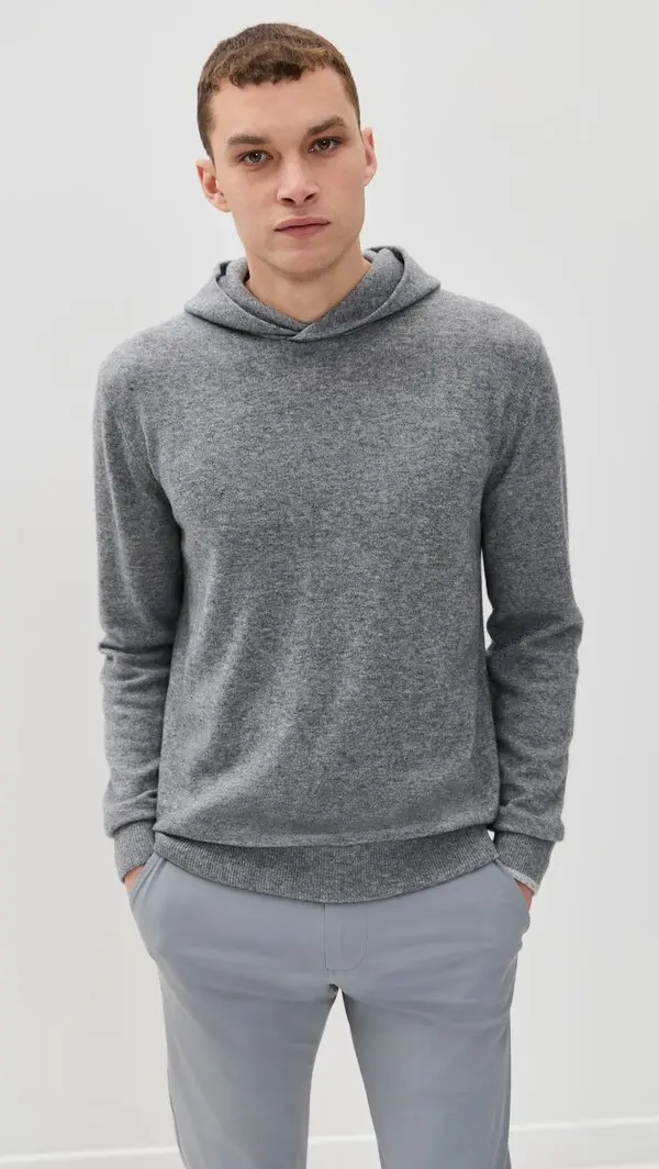 Greyson Cashmere Blend Hoodie Sweater - Smoke Heather