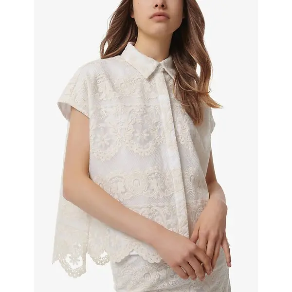 LEEM Collared Lace Top