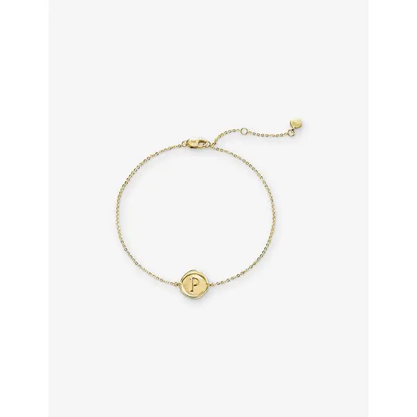 Monica Vinader Mini Initial P Stamp Bracelet - Gold