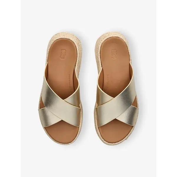 Fitflop F-mode Leather Flatform Sliders