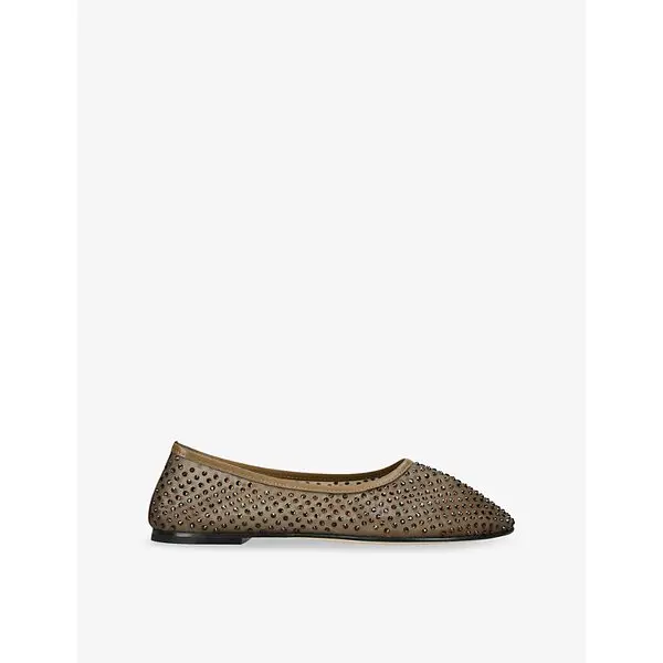 Dear Frances Balla Crystal-mesh Flats - Brown