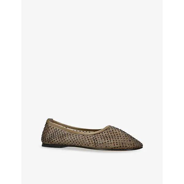 Dear Frances Balla Crystal-mesh Flats - Brown