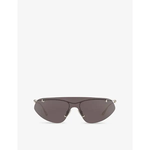 Bottega Veneta Bv1272s Rectangle-frame Sunglasses - Silver