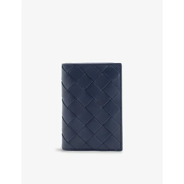 Bottega Veneta Intrecciato Bifold Leather Wallet - Abyss/cypress-silver