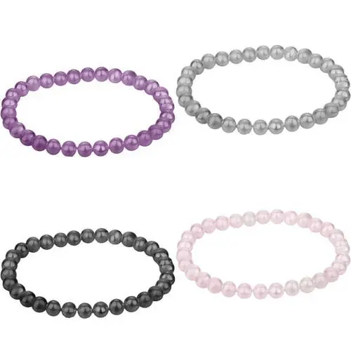 DONATELLO GIAN 4-pack Pearl Stretch Bracelets - Black