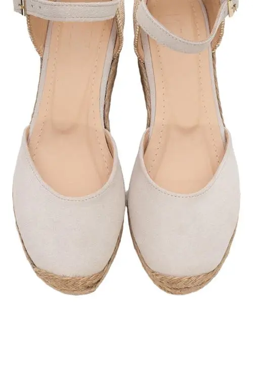 FOREVER & ALWAYS SHOES Aldea Leather Platform Espadrille - Beige Suede Leather