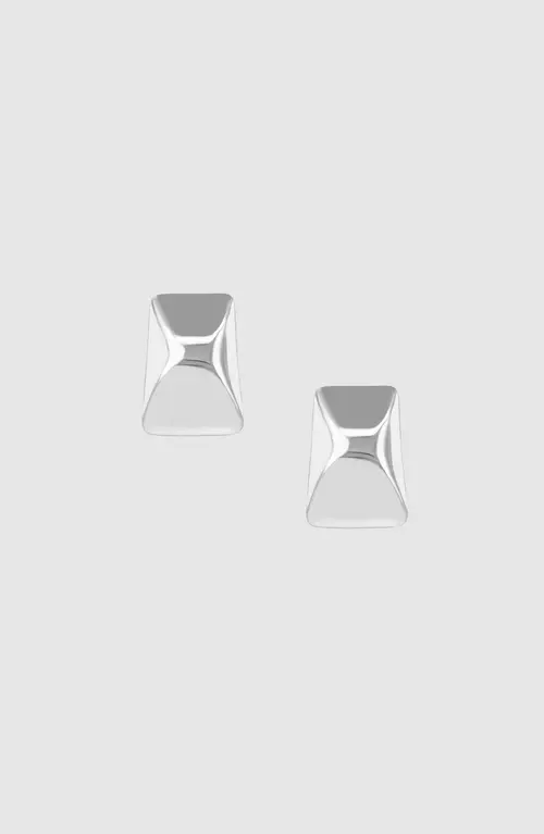 ANINE BING Curved Rectangle Earrings - Silver