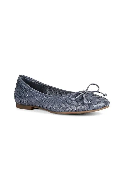 ROAN Business Leather Ballerina Flats - Light Grey Dd