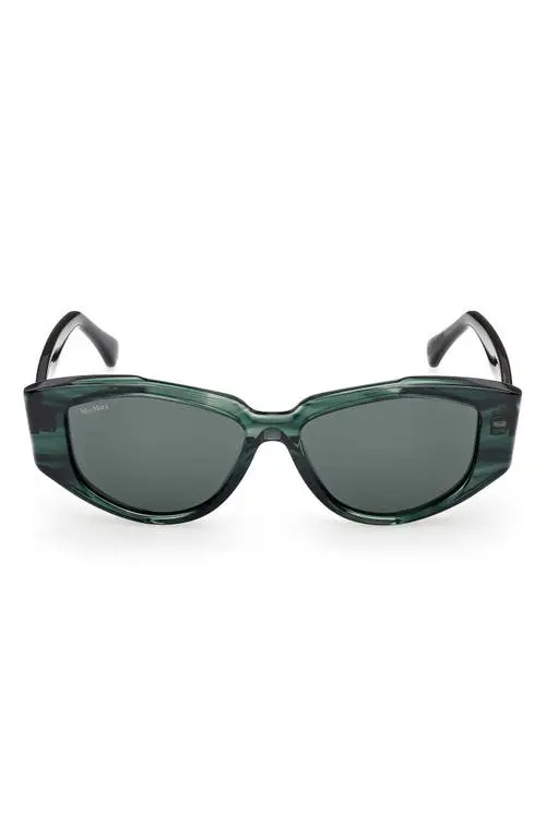 Max Mara Lee 52mm Round Frame Sunglasses - Striped Emerald/ Gold/ Emerald