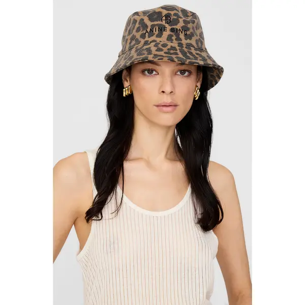 ANINE BING Nicks Bucket Hat - Black/brown Leopard