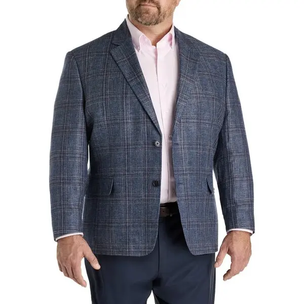 OAK HILL PREMIUM BY DXL Big & Tall Glen Plaid Sport Coat