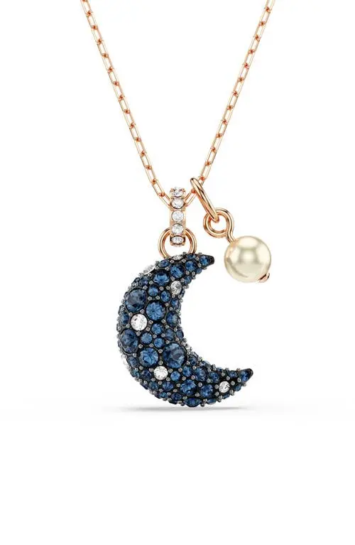 SWAROVSKI Sublima Luna Pendant Necklace - Blue/ Rose Gold