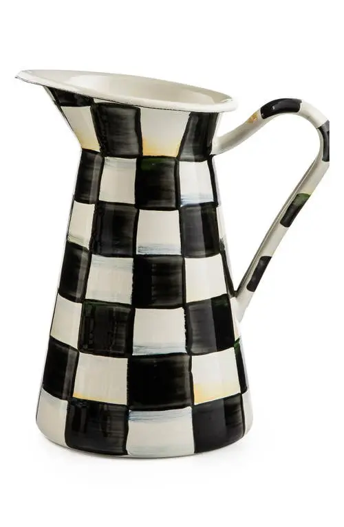 MACKENZIE-CHILDS Courtly Check Medium Enameled Steel Practical Pitcher - Black/ White