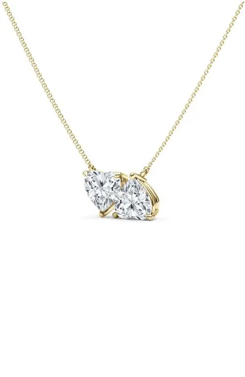 HAUTECARAT Twin Heart Lab Grown Diamond Necklace - 18k Yellow Gold