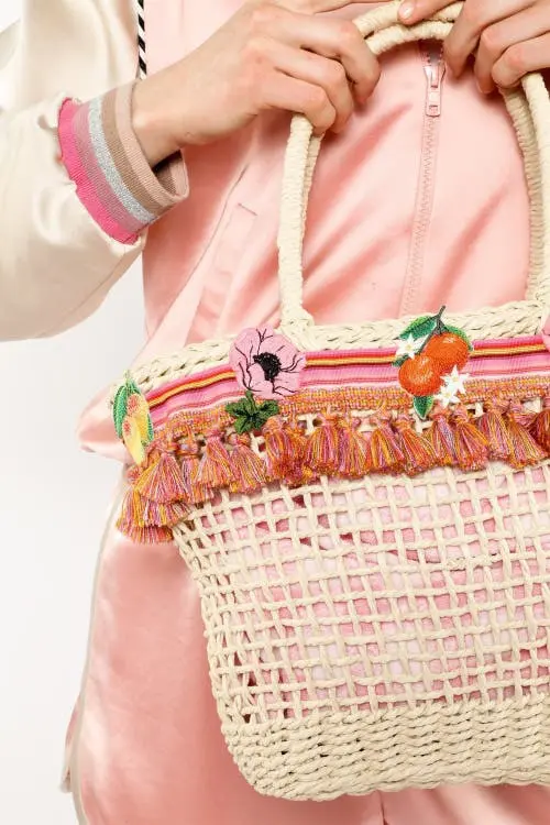 Anna Sui Raffia Tassel Bag - Pink