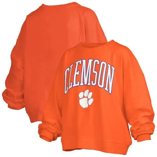 PRESSBOX Clemson Tigers Waist Length Pullover Sweatshirt
