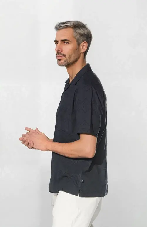 LEDGER & FORD Marina Chevron Shirt - Black
