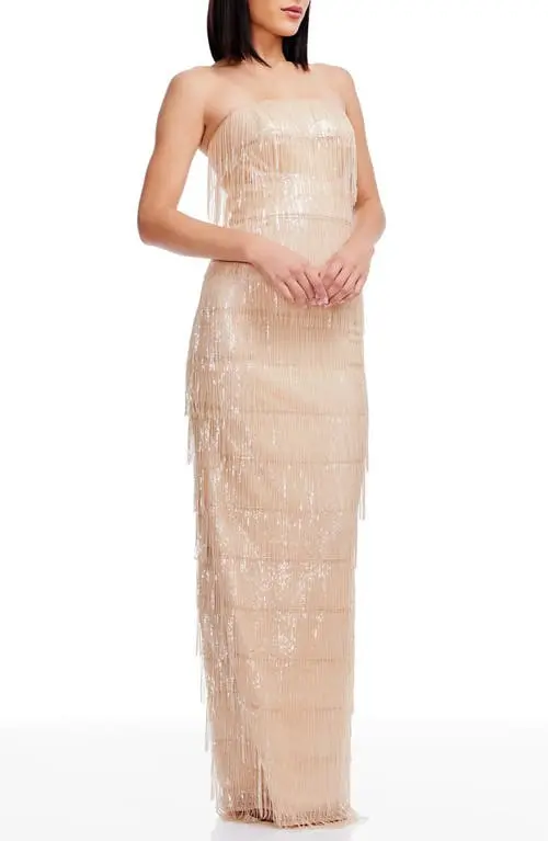 Dress The Population Sequin Fringe Strapless Dress